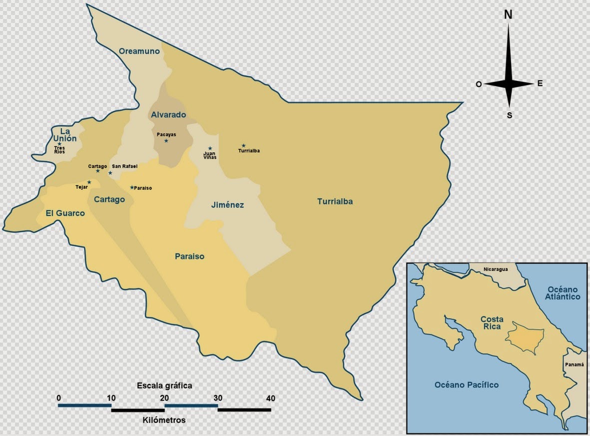 Mapa politico de Cartago
