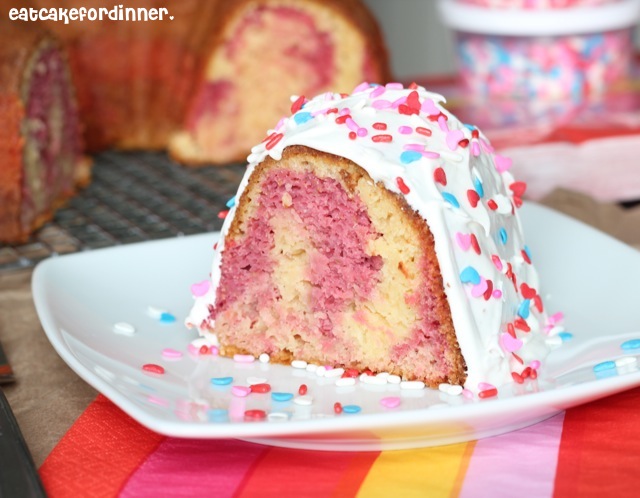 Eat Cake For Dinner: White Chocolate Raspberry Swirled Cake