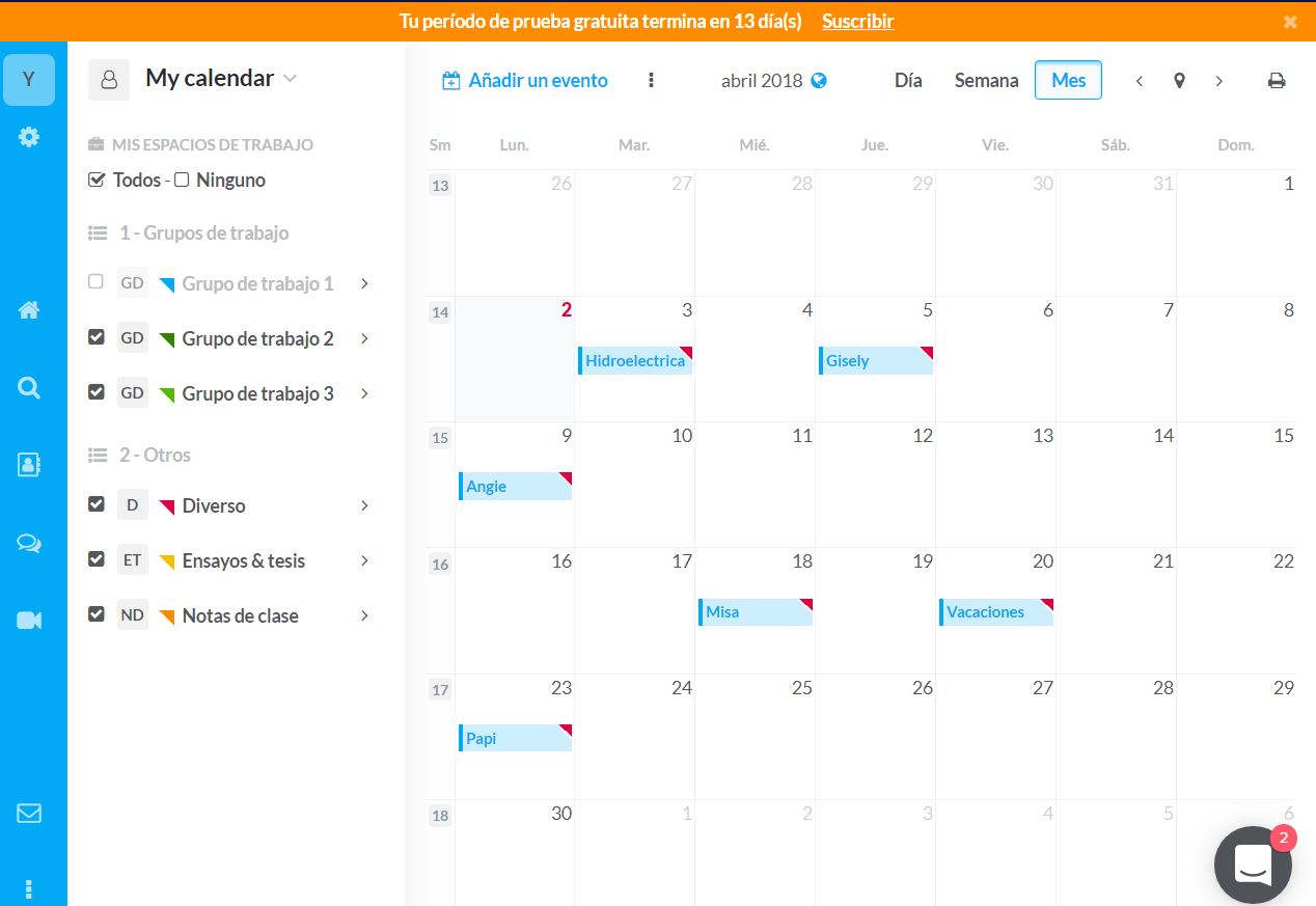 Calendarios compartidos