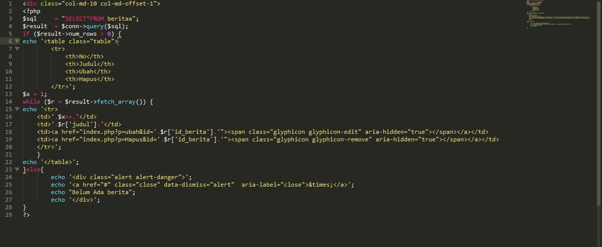 membuat aksi CRUD pada pada web program(tampil data/read)