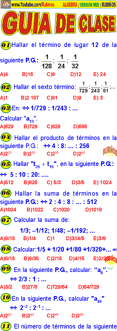 PROGRESIONES GEOMETRICAS EJERCICIOS RESUELTOS Y PARA RESOLVER PDF
