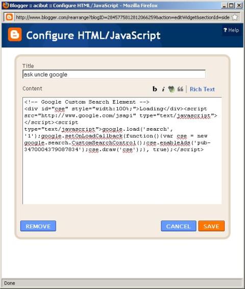 acibut: Memasang 2 Google Custom Search Element Di Blog - Computer ...