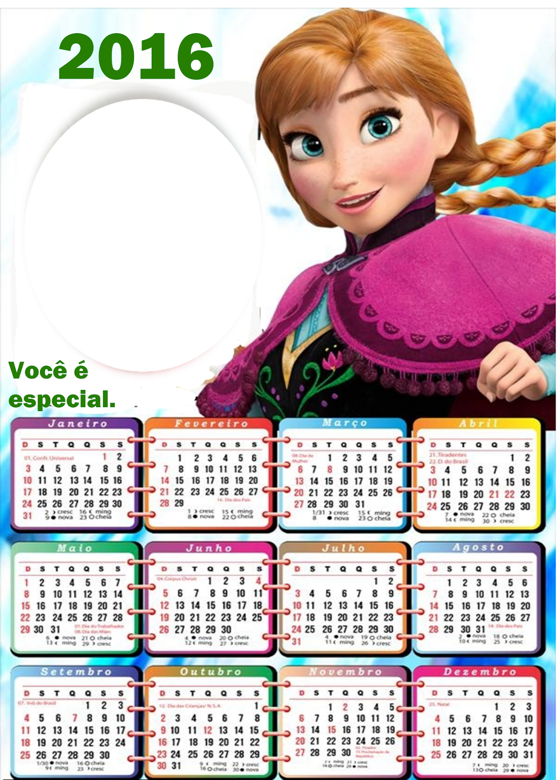 Calendários 2016 - ERA DO GELO E FROZEN
