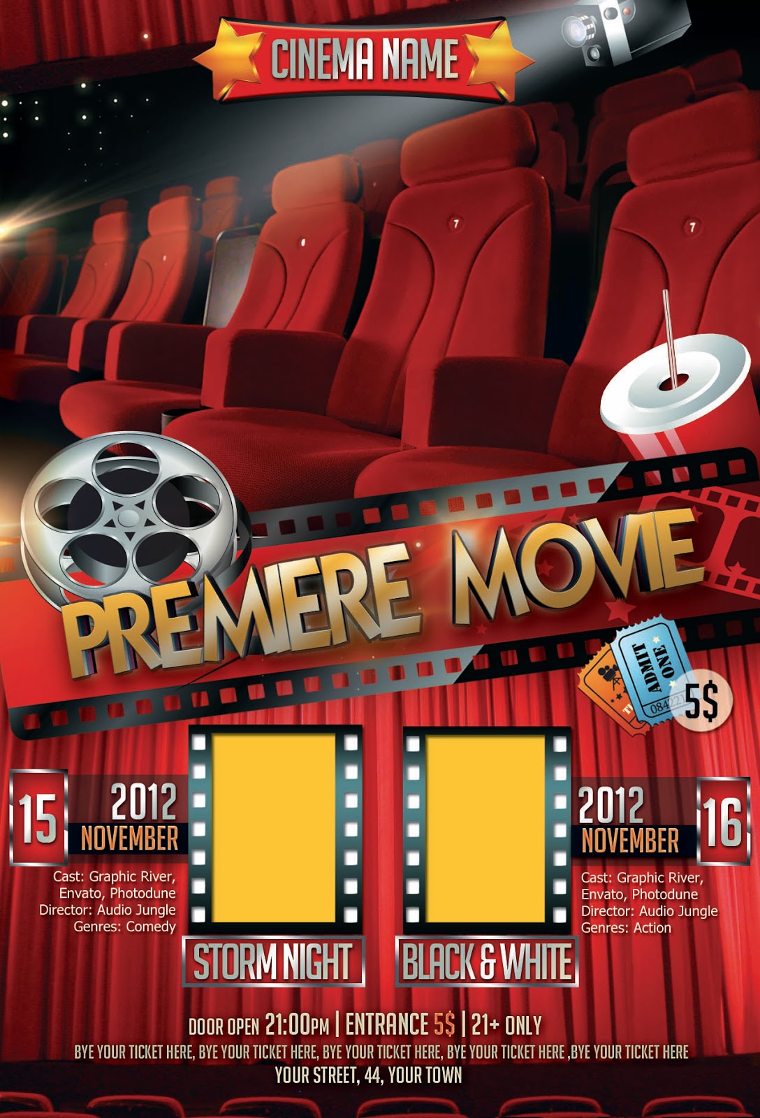 Flyer Panfleto de Cinema, Estréia, Movies - DesignSoares