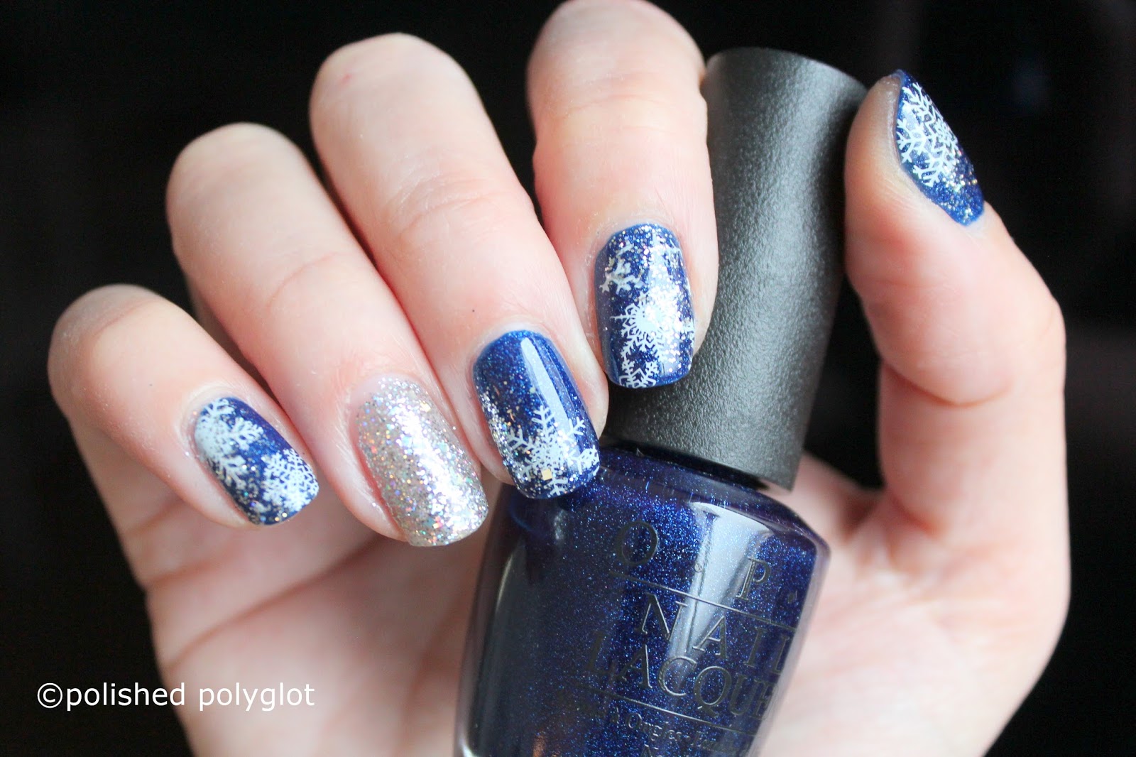 Nail art │Blue, Silver and White Winter nail design [Nail Crazies Unite ...