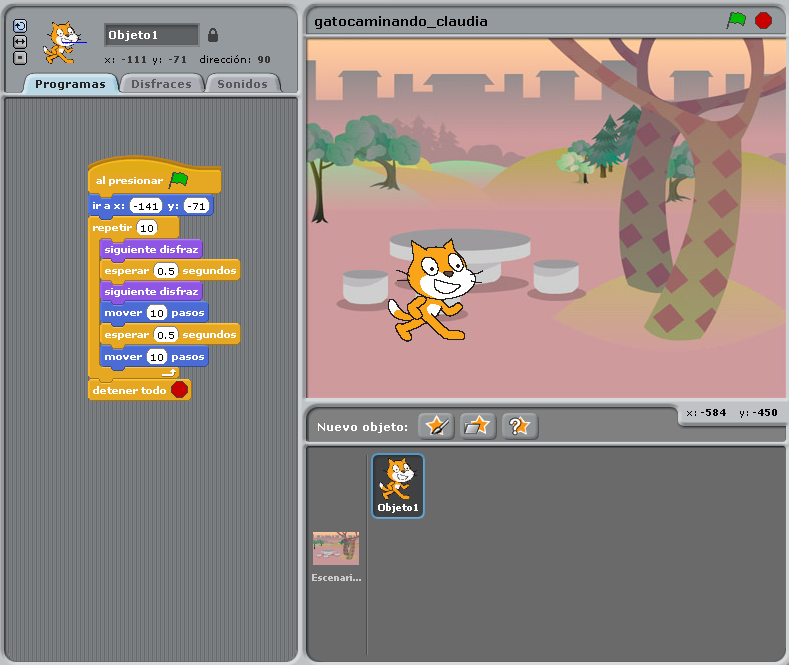 Informática 4ºESO: Scratch: gato caminando