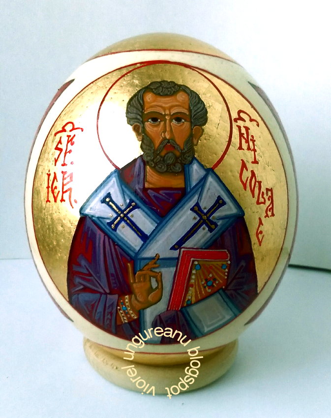 ICOANE ORTODOXE PE LEMN: OUA DE STRUTZ PICTATE