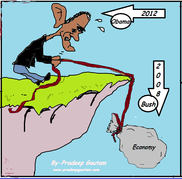 Pradeep Gautam Creations: Obama And Economic Recovery (A cartoon)