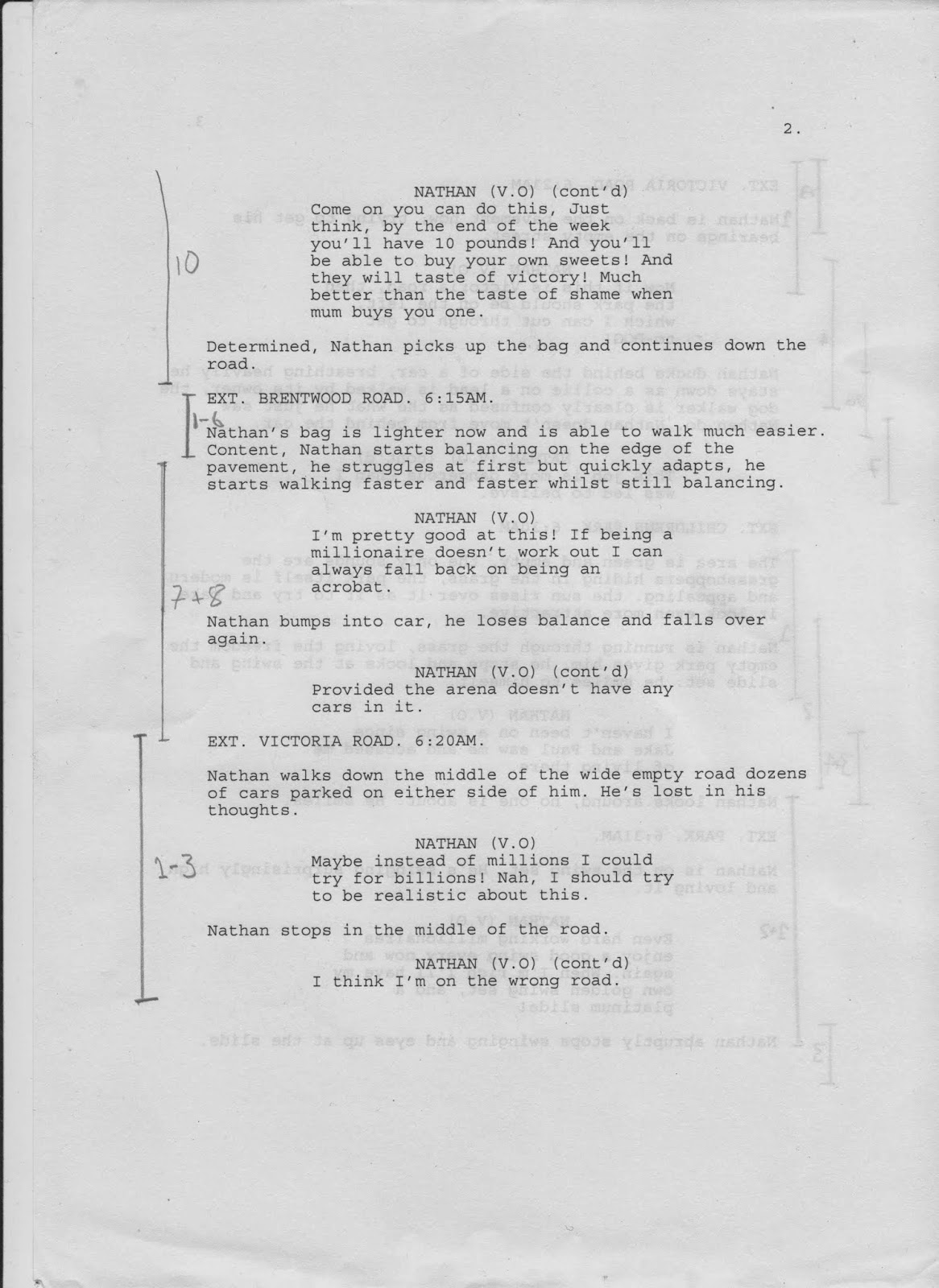 Cinematography Paper Rounds: Marked up Script