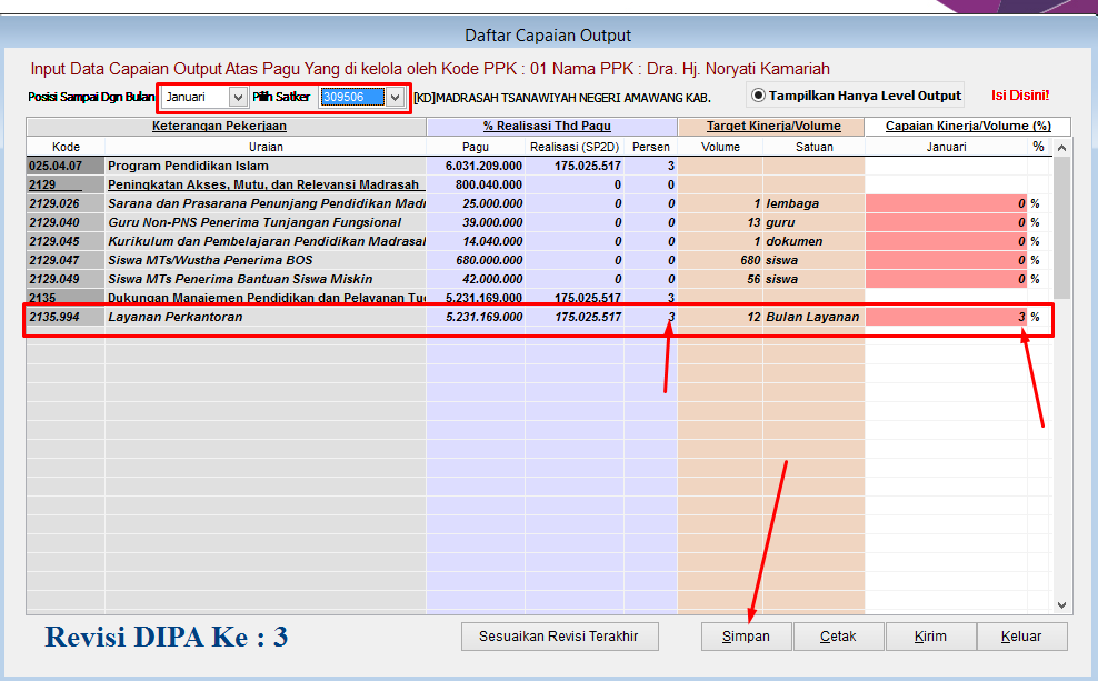 CARA MENGISI CAPAIAN OUTPUT/LAPORAN KINERJA SATKER UNTUK SAIBA VERSI ...
