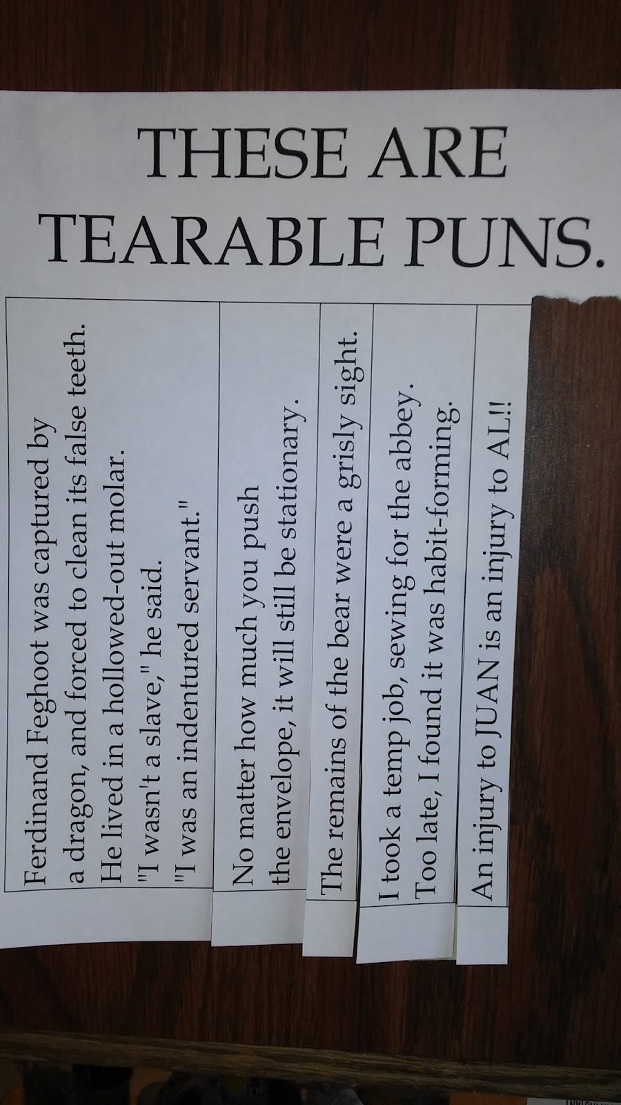 Worley Dervish: tearable puns