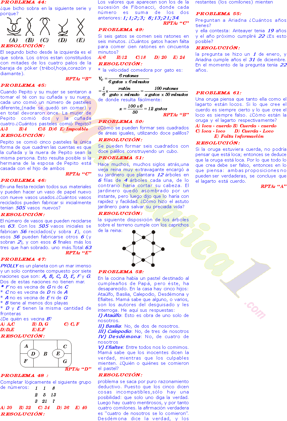 RAZONAMIENTO LÓGICO PREGUNTAS RESUELTAS