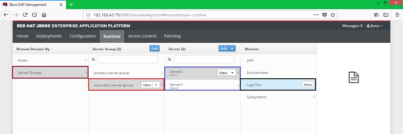 MiddlewareBox: JBoss EAP 7 - DOMAIN DEPLOYMENT - GUI CONSOLE MODE.