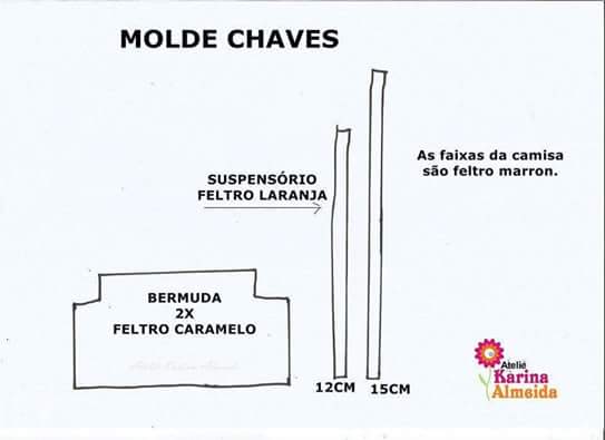 Molde Chaves artesanato com feltro - Moldes e Gráficos