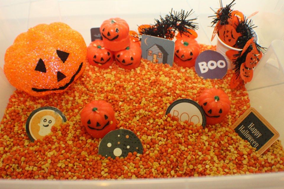 Little Tiger Growing Up: Sensory Bin: Halloween Pumpkin Bin