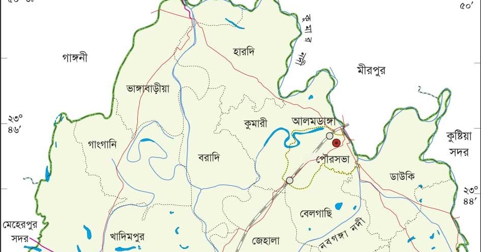 আলমডাঙ্গা উপজেলা মানচিত্র, চুয়াডাঙ্গা জেলা, বাংলাদেশ
