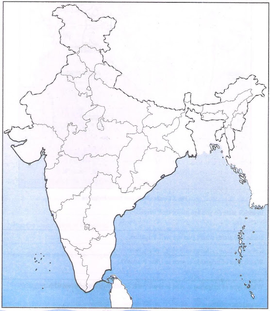 Education: On the outline map of India name and mark the following: