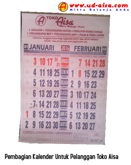Pembagian Kalender Untuk Pelanggan Toko Aisa ~ UD-AISA