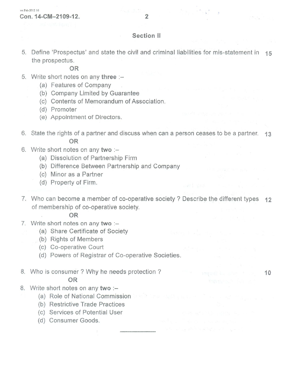 MU B.Com Business Law April 2012 Question Paper - University Question ...
