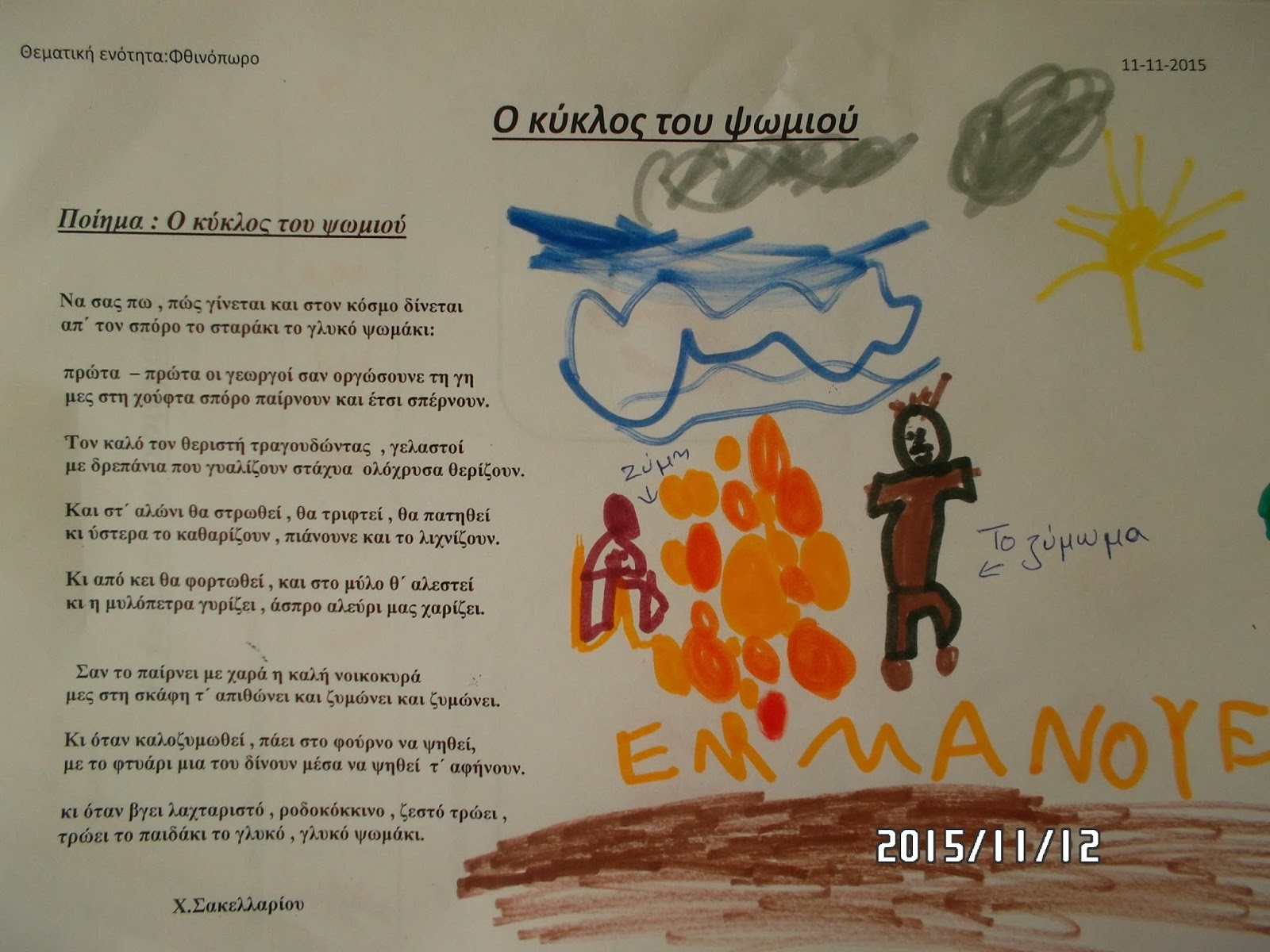 Νηπιαγωγείο Κοκκίνη Χάνι: Από τη σπορά στο ψωμί (μέρος α΄)