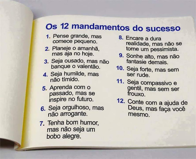 BLOG DO ILIVALDO DUARTE: OS 12 MANDAMENTOS do sucesso