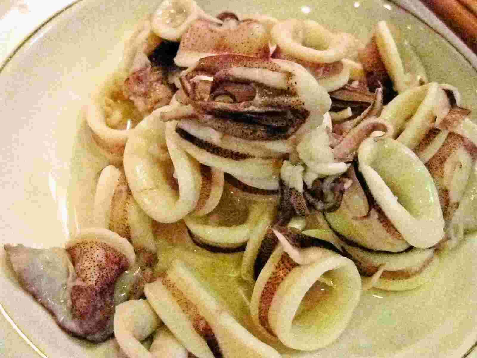 Recipes for Tom: Satoimo to ika no nimono / baby taro root with calamari