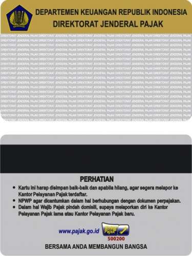 Nomor Pokok Wajib Pajak (NPWP) | JURNAL EKONOM