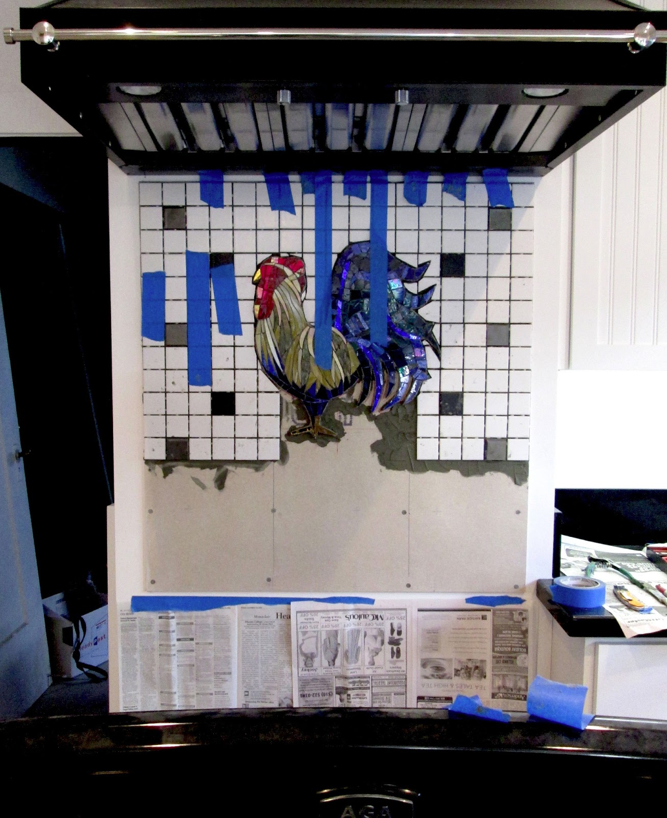Kim Larson Art, Mosaics + More: Rooster Mosaic Backsplash