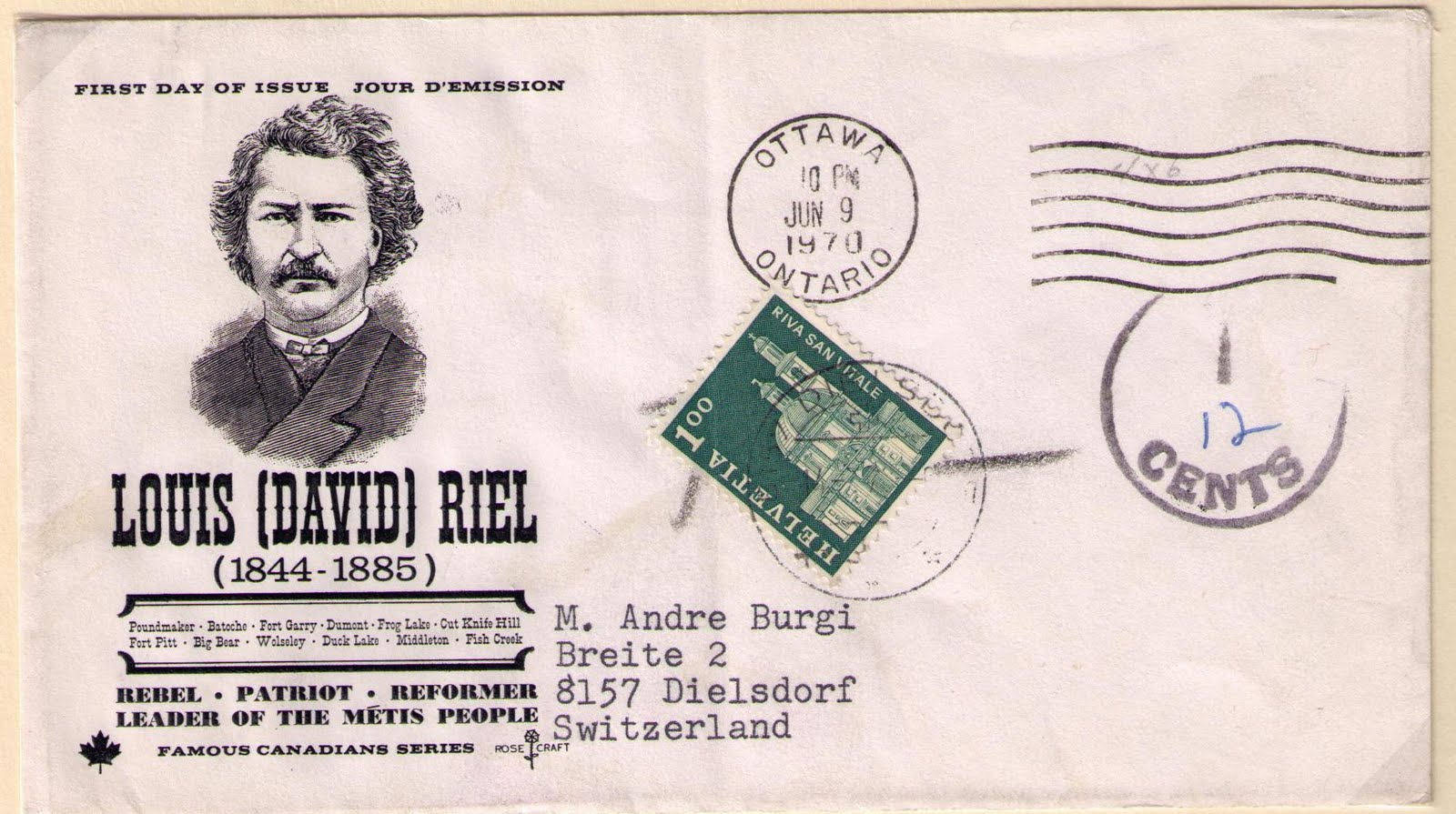 Postal History Corner: 1970 Louis Riel