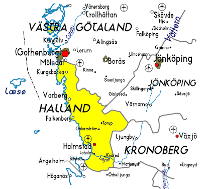 Halland Map Province City | Map of Sweden Political Region Province City