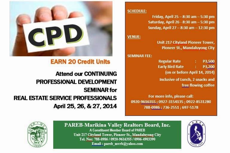 THE PROJECT REVIEW: Announcement : PAREB-MVRB Continuing Professional ...