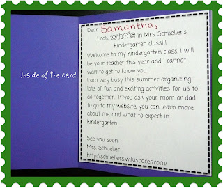 The Very Busy Kindergarten: Welcome Cards for Students