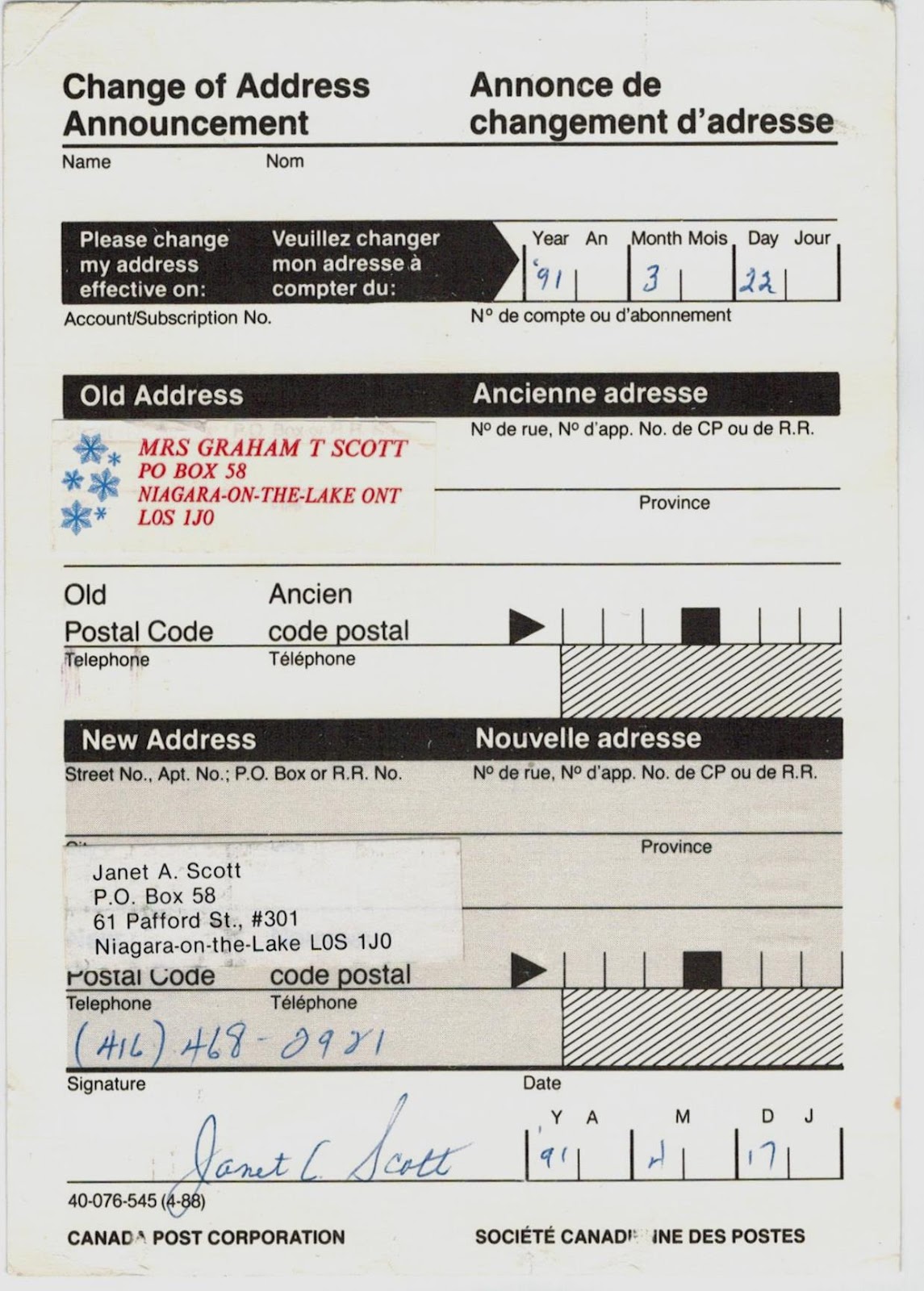 Postal History Corner: Canada Goose Change of Address Announcement Cards