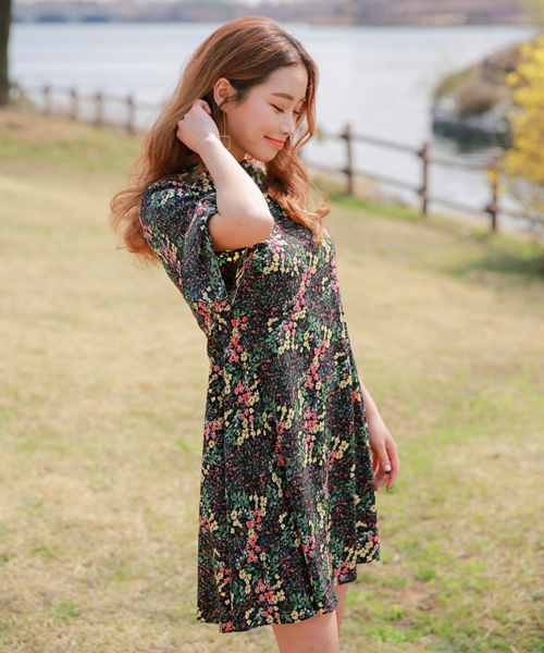 [Stylenanda] Floral Half Sleeve Dress | KSTYLICK - Latest Korean ...