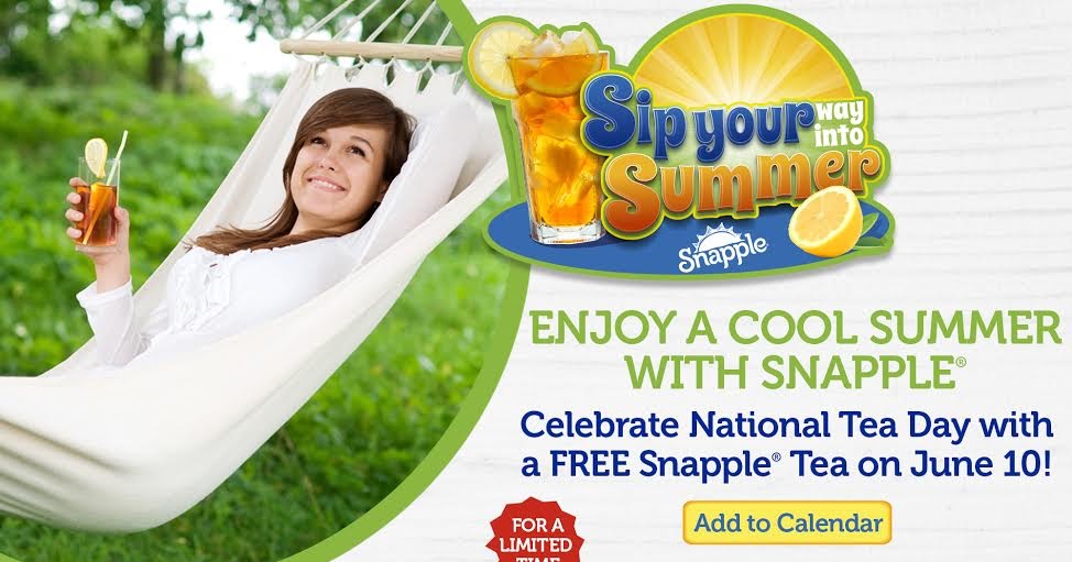 FREE IS MY LIFE: COUPON: FREE 16oz. Snapple® Tea or Juice Drink or 18 ...