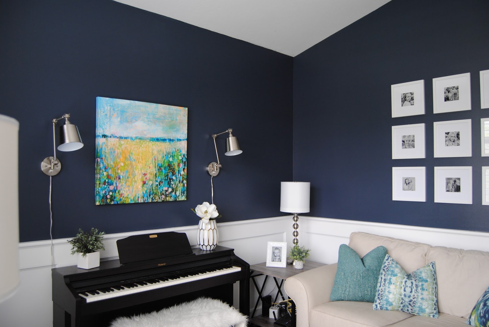 Studio 7 Interior Design: Client Reveal: Navy Infused Living Room