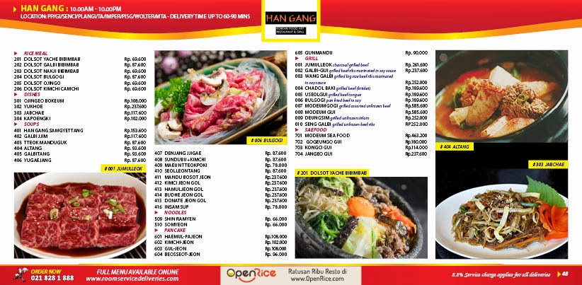 The Menu + Restaurant Delivery! : Han Gang ... Where I like to Dine ...