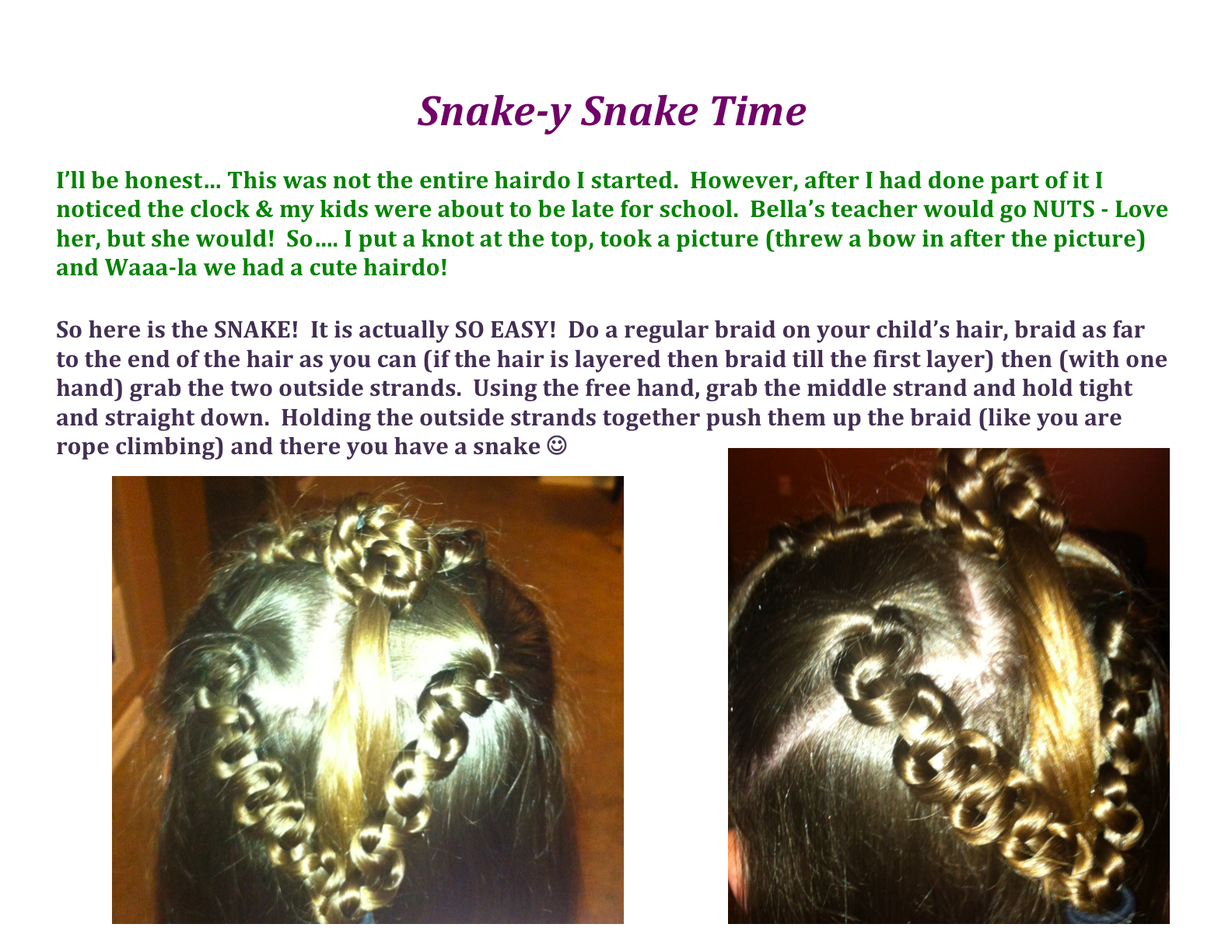 Mama Salon: Never thought I would love Snakes In my Princess's Hair!