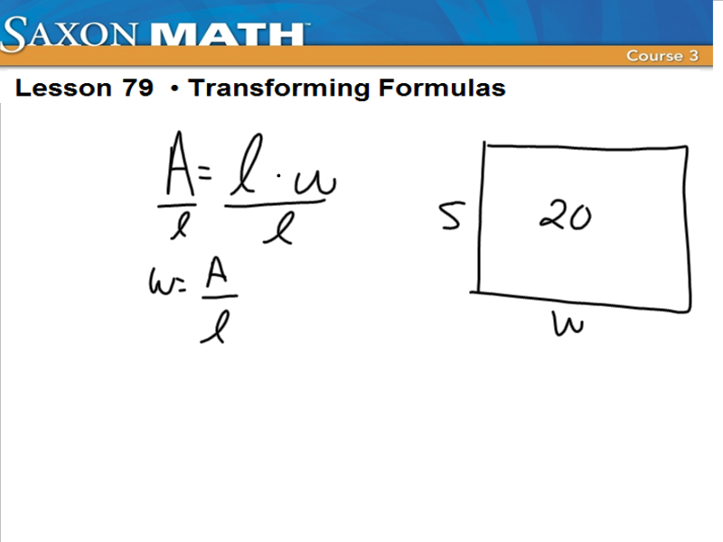 Mr. Porter's Pre-Algebra Class: Lesson 79 Transforming Formulas