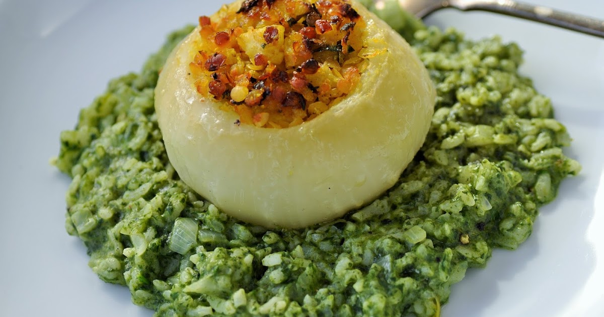Gefüllte Kohlrabi mit grünem Risotto (vegetarisch) - Kubiena - Kochblog