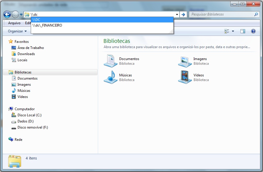 Suporte DataGraph: Mapear unidades de rede.