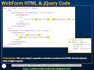 Sql server, .net and c# video tutorial: jQuery tabs in asp.net