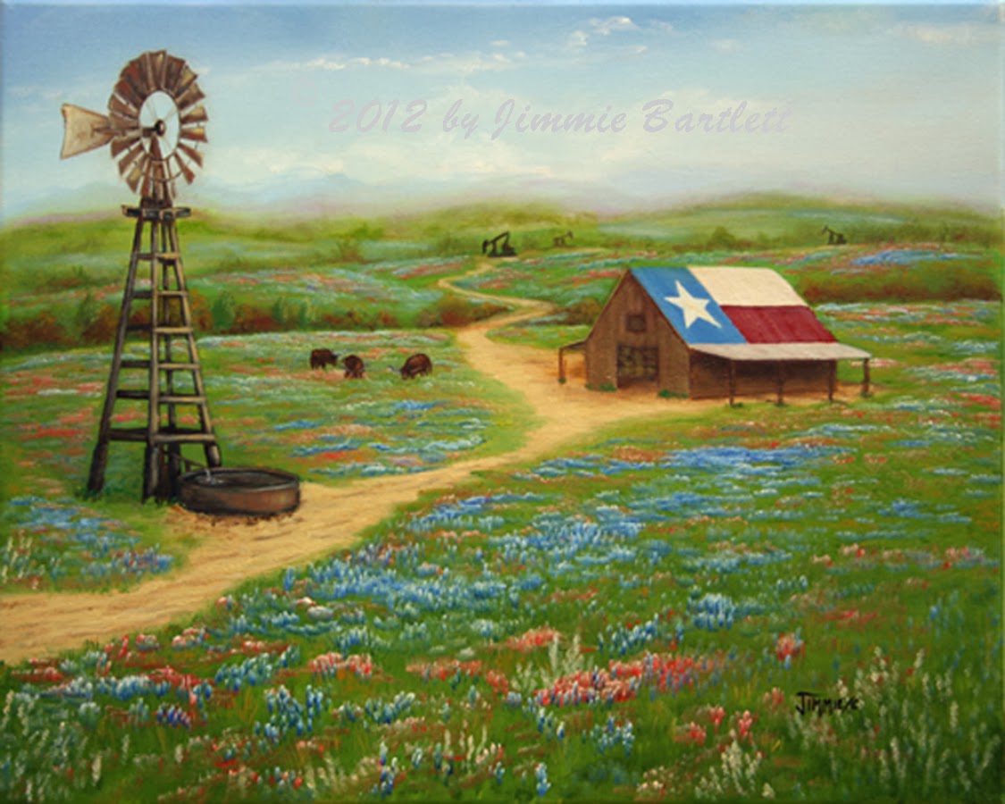 Jimmie's Art: Texas Countryside, Oil Painting 16 x20