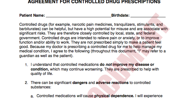 Family Practice Pearls: Controlled Medication Agreements