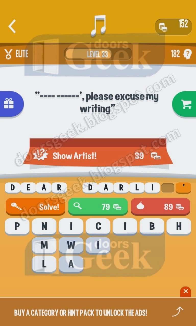 Song Quiz [Elite] Level 33 Answer ~ Doors Geek