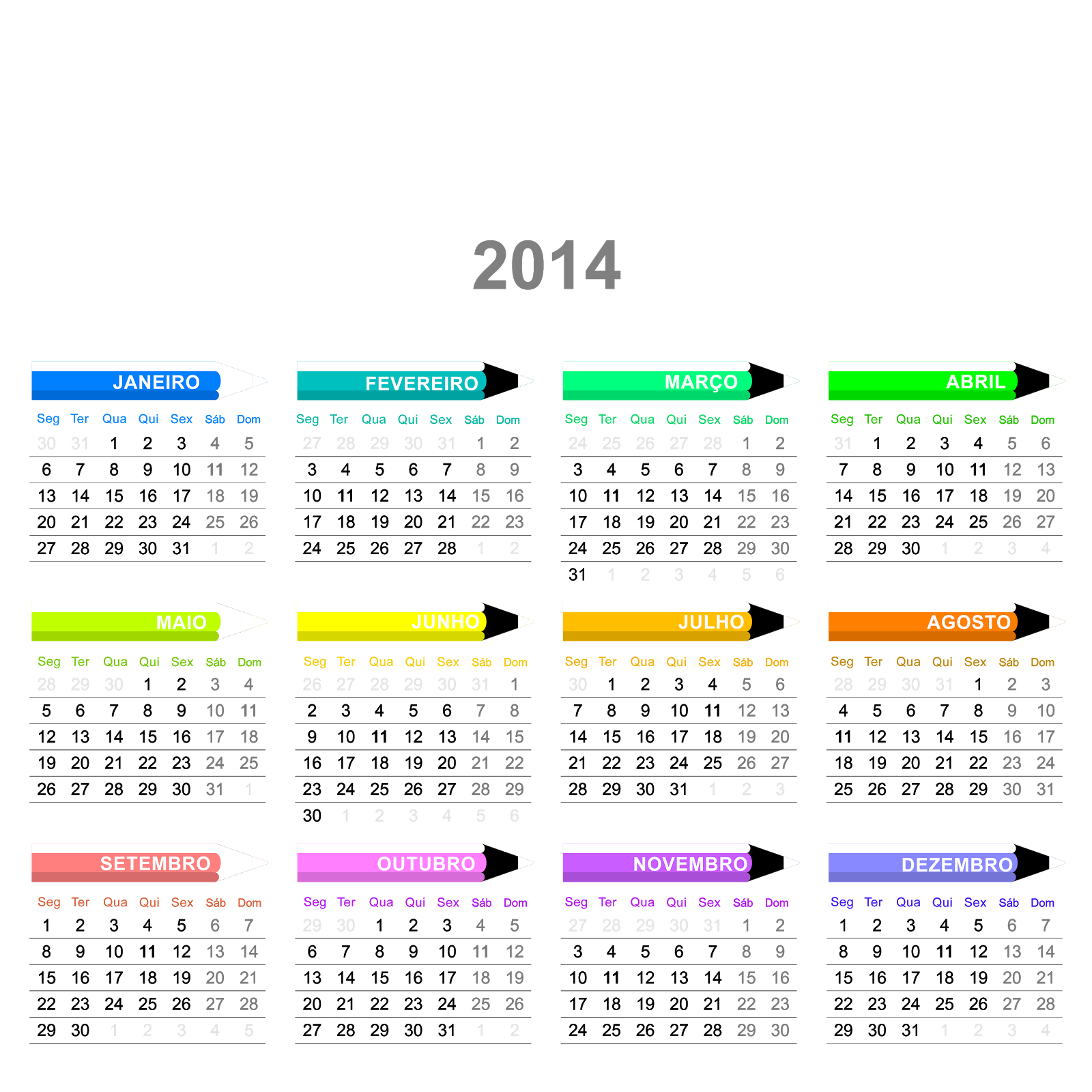Base calendário 2014 para escolas | calendários grátis