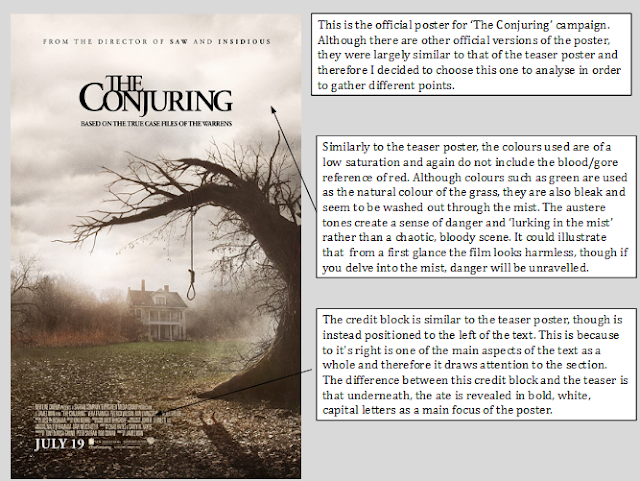 AS Media Studies : Horror Campaign Analysis - The Conjuring - Official Poster