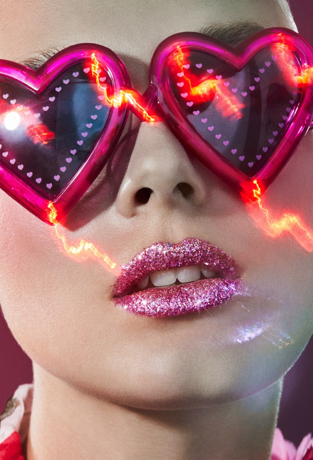 Love Beauty Editorial Photoshoot- Hearts, Glitter Makeup, Stickers all ...