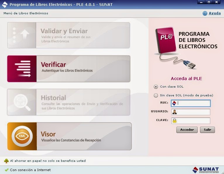 Descarga la Versión 4.0.1 PLE | Libros Electrónicos SUNAT