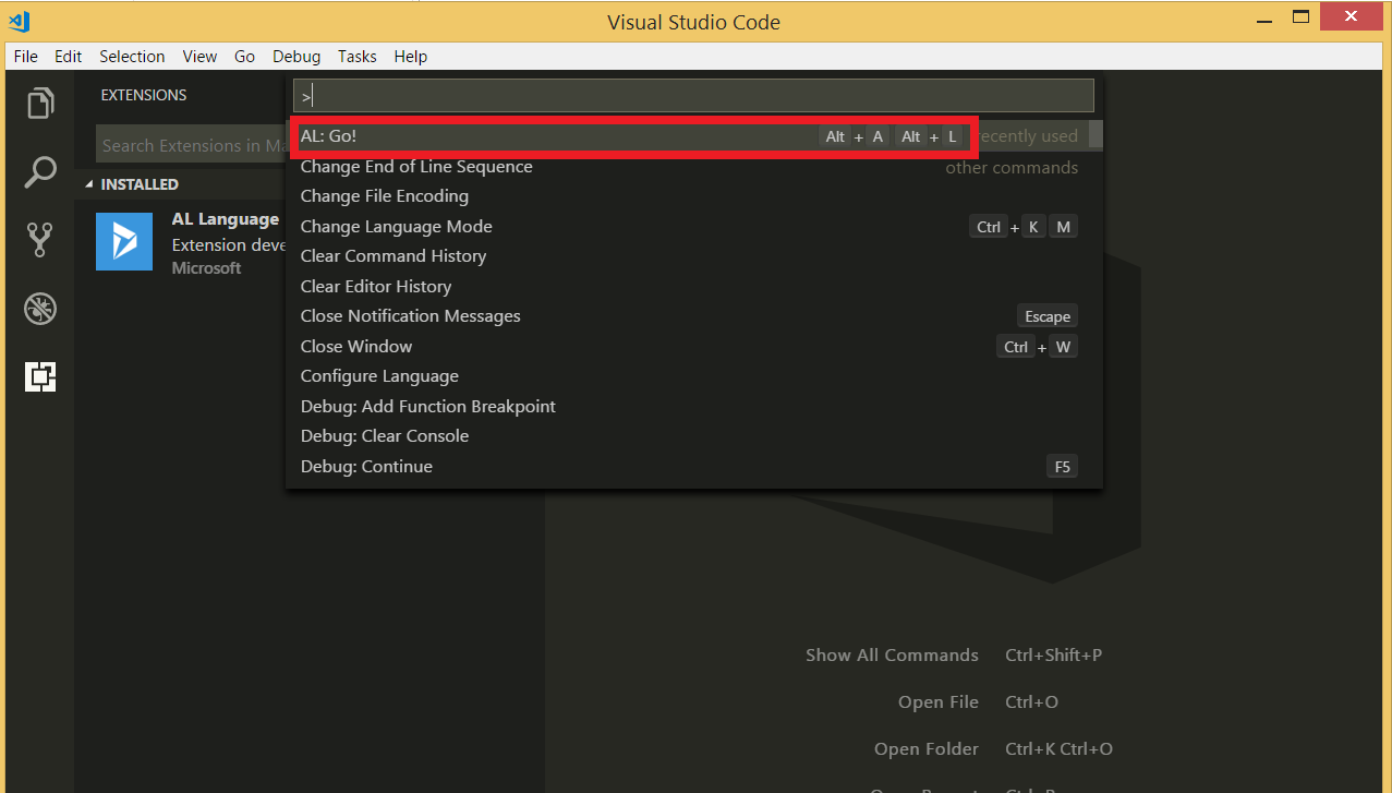 How to setup AL Language environment NAV 2018